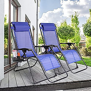 Yangming Galion Reclining Zero Gravity Chair (Set of 2), Dark Blue