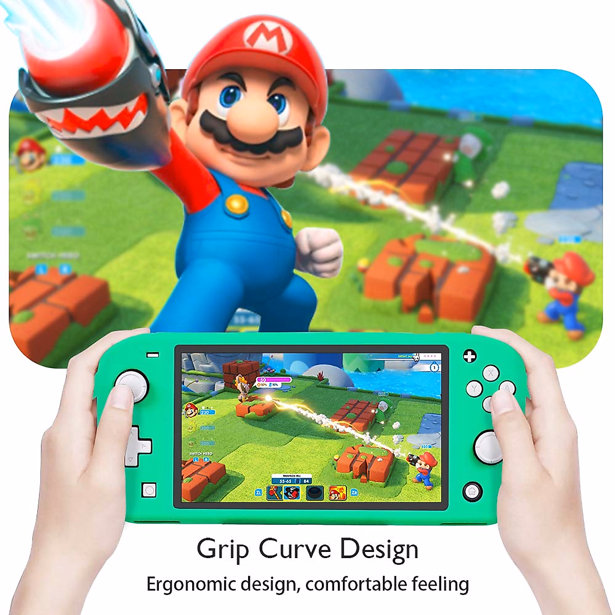 Silicone Case for Nintendo Switch Lite, Anti-Shock, Anti-Scratch and Non-Slip Protective Cover with Ergonomic Grip Design, Drop Protection Grip Case for Nintendo Switch Lite - Turquoise