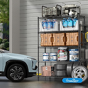 Guan River 5-Shelf Adjustable Metal Shelf Wire Shelving Unit Heavy Duty Storage Rack Display Shelf for Office,Kitchen,Bedroom,Bathroom,Laundry,Pantry Basement,Garage(Black,48" L x 18" W x 72" H)