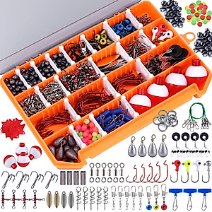 PLUSINNO Telescopic Fishing Rod and Reel Combo, 263 Pcs Fishing Tackle Kit with Tackle Box