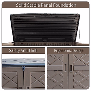 ADDOK Horizontal Outdoor Storage Sheds,Large Resin Outdoor Storage Cabinet for Patio Furniture,Grill and Gardening Tools.(38Cu.ft)