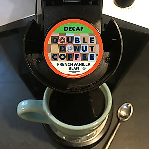 Double Donut Decaf French Vanilla Coffee Pods, Medium Roast Single Serve French Vanilla Bean Decaf Flavored Coffee Pods For Keurig K Cup Brewers, 24 Count