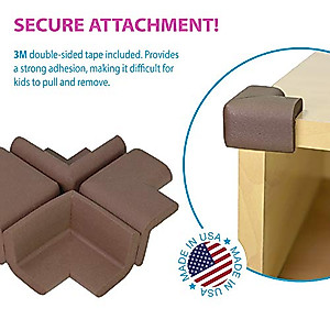 KidKusion Corner Cushion | Made in USA | Brown | 8 Pack | Furniture and Corner Protector