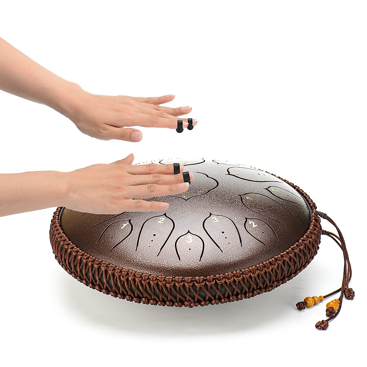 Steel Tongue Drum- ChunFeng 15 Notes 14 Inch Tongue Drum Instrument-Steel Drums For Adults-Hand Pan Drums With Music Book,Handpan Tongue Drum Mallets and Carry Bag,D Major(Bronze)