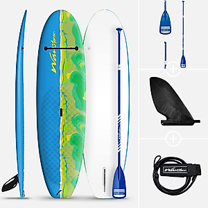 WAVESTORM 8ft Junior Stand Up Paddleboard | Superior Foam Construction with Stringers | Accessories Included Adjustable Paddle Leash and Removable fin| Carry Handle | Sized for Youth