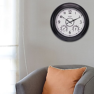 AcuRite 75133M LED Illuminated Outdoor Clock with Temperature and Humidity, 24", Black