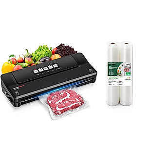 Bonsenkitchen Food Sealer Machine with 2 Packs 8 in x 20 ft Rolls Bags