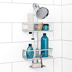 Zenna Home NeverRust Aluminum Adjustable Hanging Shower Caddy, Satin Chrome