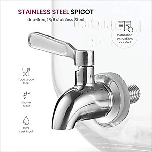 FineDine Glass Drink Dispenser for Fridge - 1 Gallon Water, Laundry Detergent or Beverage Dispenser for BBQ, Picnic, Pool Party and Social Events