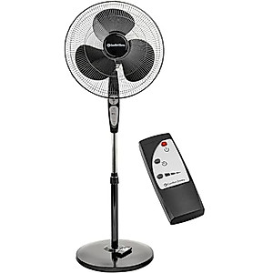 Comfort Zone Oscillating Pedestal Fan with Remote Control, Stand Fan, 18 inch, 3 Speed, Adjustable Height & Tilt, & Timer, Auto Shutoff, Ideal for Home, Bedroom & Office, Airflow 17 ft/sec, CZST181RBK