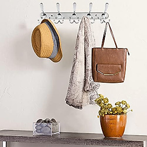 POPSPARK Coat Rack Wall Mounted, Stainless Steel Coat Hooks for Wall, Heavy Duty Coat Hooks for Coat Hat Towel Purse Robes (Silver)