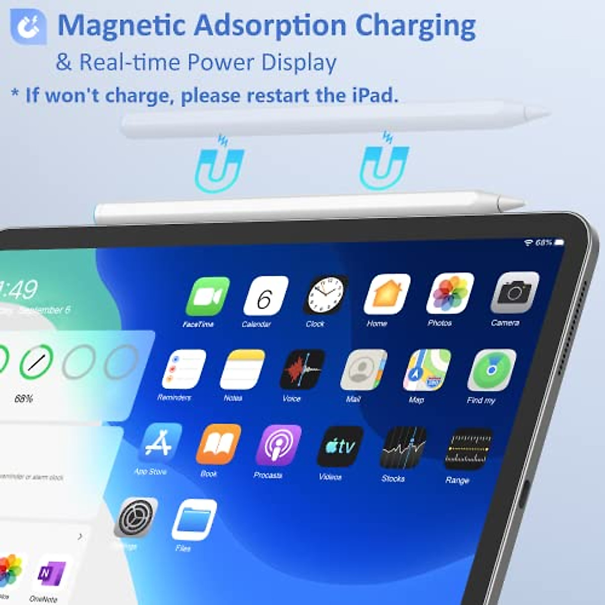 Pencil for Apple iPad 2nd Generation with Magnetic Wireless Charging, Same as Apple Pencil 2nd Generation, Compatible with iPad Air 4/5, iPad Pro 11 in 1/2/3/4, iPad Pro 12.9 in 3/4/5/6, iPad Mini 6