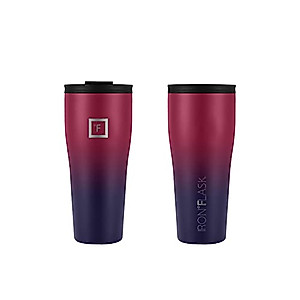 IRON °FLASK Rover Tumbler 2.0-32 Oz, 2 Lids (Straw/Flip), Vacuum Insulated Stainless Steel Bottle, Modern Double Walled, Simple Thermo Travel Mug, Hydro Water Metal Canteen (Dark Rainbow)