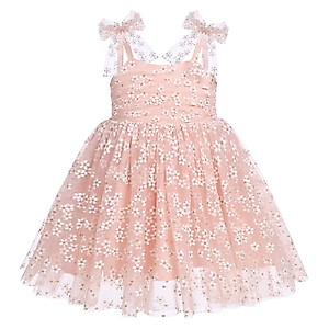 1st Birthday Dress for Baby Girl Toddler Kids First One Year Old Party Princess Dress 2nd 3rd Smash Cake Photo Shooting Spaghetti Straps Bowknot Polka Dots Layered Tulle Tutu Dress Peach 6-12M