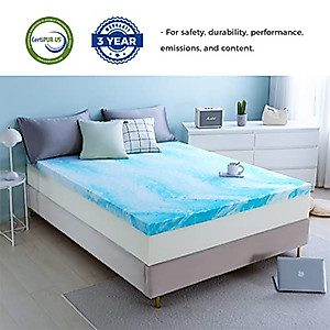 Queen Mattress Topper 2 Inch Memory Foam Mattress Topper with Cooling Gel Infusion, Mattress Topper in a Box, CertiPUR-US Certified, 60”x80”, Blue