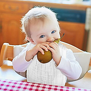 50 Pack White Muslin Bibs for Baby Girl Boy Drool Bibs Bulk, Adjustable Cotton Bibs Soft Absorbent Bandana Bibs for Newborn Toddlers Infants Teething