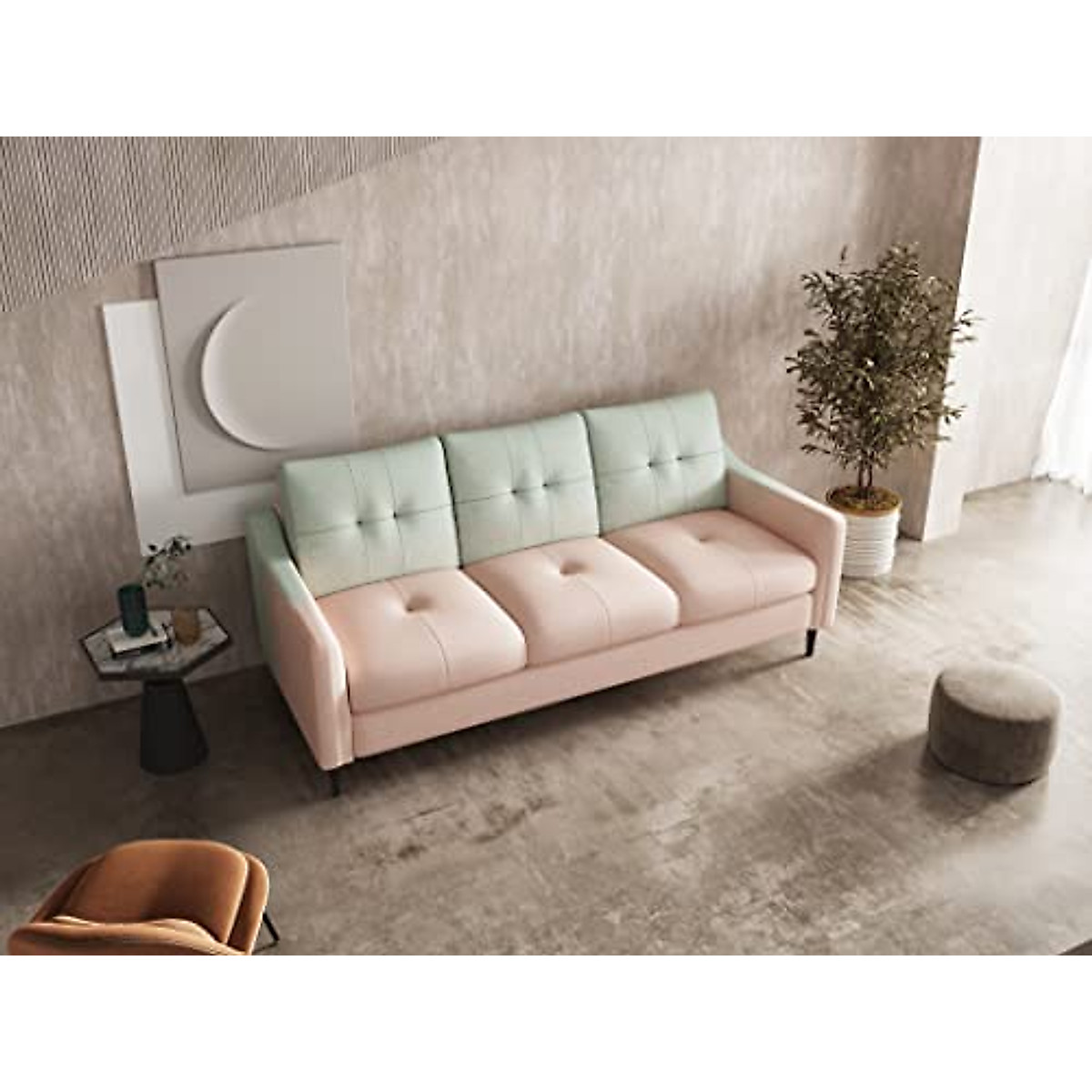 Meeyar Couches for Living Room,80 Inches 3 Seater Sofa Couch for Teen Girls Artistic Sofa for Lady Pink Green Gradient for Women for Office