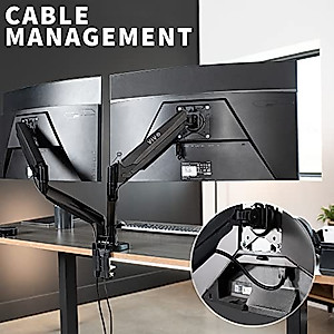 VIVO Premium Aluminum Heavy Duty Dual Monitor Arm for Ultrawide Monitors up to 35 inches and 30.9 lbs Each, Desk Mount Stand, Pneumatic Height, Max VESA 100x100, Black, STAND-V202Q