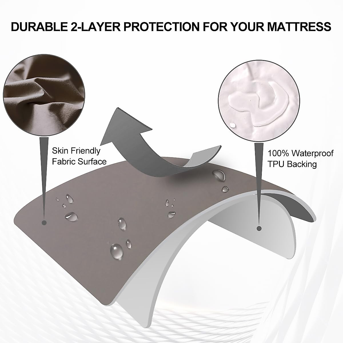 NTBED Waterproof Mattress Protector Cover King Size Deep Pocket Polyester Bed Mattress Pad Cover Solid Color Fitted Sheet (80” x 78” (Dark Grey, King)