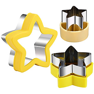 Star Cookie Cutters, Stainless Steel Star Shapes Baking Vegetable Shape Cutters, Mini & Medium & Large Star Cookie Cutters, Five-pointed Star Biscuit Molds，Vegetable Cutters Shapes Set for Kids Baking