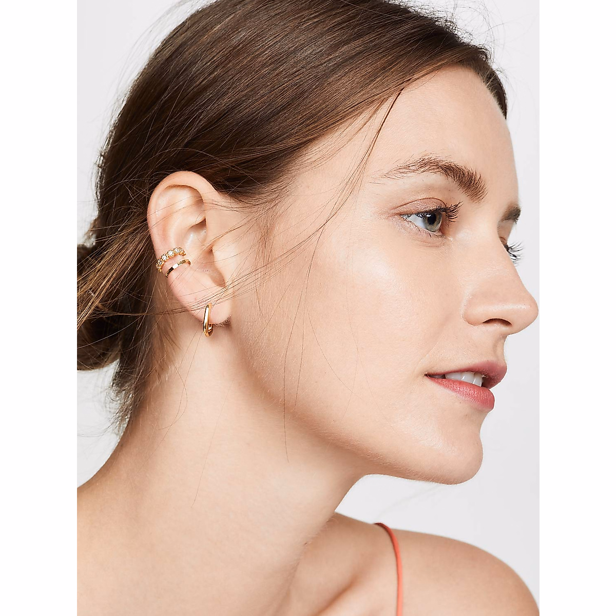 Me&Hz 14K Gold Colored Small Square Huggie Hoop Earrings for Women Cartilage Sleeper Tiny Gold Hoops Earrings Oval U Shaped Geometric Rectangle Huggie Earrings