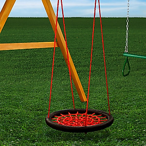Gorilla Playsets 04-0029-BK/R Extra Large Orbit Swing, Red Netting, Black Nylon Ropes, Weight Capacity - 220 lbs