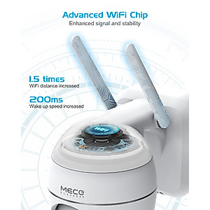 Security Camera Outdoor Wireless, MECO WiFi Camera 360° PTZ Solar Powered Security Camera with Motion Detection, 2 Way Audio, Night Vision, IP65 Waterproof, Encrypted SD/Cloud