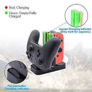 FASTSNAIL Charging Dock and 2 Pack Switch Grips Kit for Nintendo Switch Joy Con & OLED Model, Charger Stand Station with Charging Cable, Wear-Resistant Grip Controller with 6 Thumb Grip