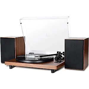 DIGITNOW Bluetooth Record Player for Vinyl with Speakers, Wireless Turntable with 36W High Fidelity Stereo Speakers,Wood Vinyl Player with Magnetic Cartridge & Adjustable Counter Weight,RCA output
