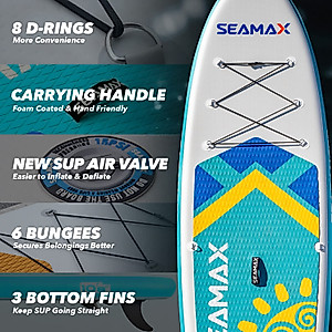 Seamax 10.5 Feet Inflatable SUP Stand Up Paddle Board (Ocean Blue, 10.7FT - L128 xW32 xH6)