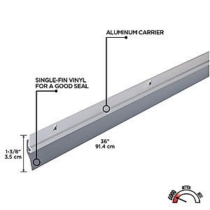 M-D Building Products 5090 Standard Fin Door Sweep DV-1, 36-Inch, Silver, Aluminum