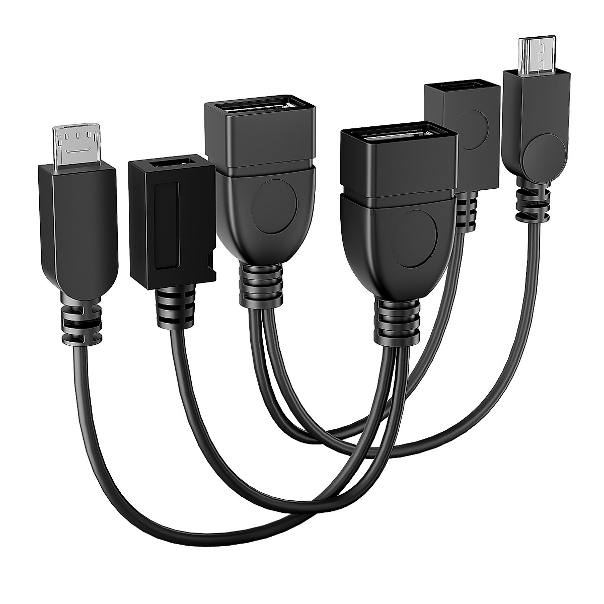 FAWETTY Micro USB OTG Splitter Cable，2-in-1 Micro USB to USB Adapter (OTG Cable + Power Cable) for Fire Stick, Playstation Classic and More - 2 Pack