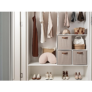 StorageWorks Storage Baskets for Shelves and Fabric Storage Box with PU Handles