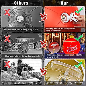 [Upgraded] Hysagtek Extra Large Inflatable Christmas Ornaments, 24 Inch Giant Inflatable Christmas Yard Decorations with Rechargeable Light, Remote & Air Pump for Outdoors Holiday Yard & Pool Decor