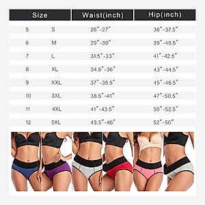 Eiggam Underwear for Women, Women's High Waist Cotton Underwear Soft Breathable Panties Stretch Briefs,Tummy Control Underwear, X-Large, 6-Pack