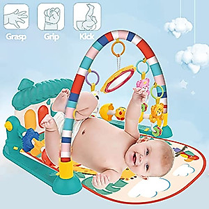 Baby Play Piano Gym Mat with Music and Light Toddlers Early Educational Toys Tummy Time Playmat Infant Activity Center for Newborn 0-12 Months