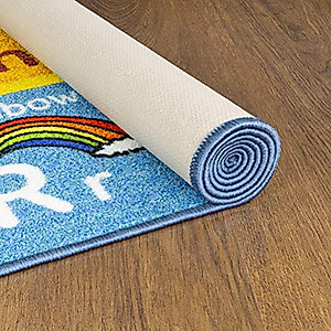 KC Cubs Kids Rug, Baby Play Mat ABC Alphabet with Animals Old Macdonald Educational Learning Game Play Area Non Slip Baby Girl & Boy Carpet for Children Bedroom Toddler Playroom Floor Mat Nursery Rug