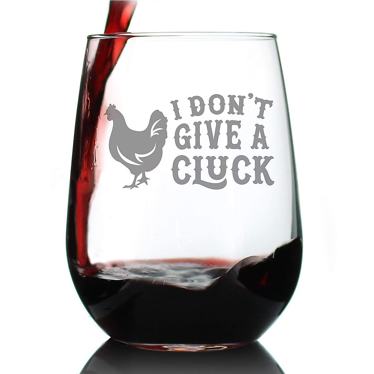 Don't Give a Cluck - Stemless Chicken Wine Glass for Women - Cute Funny Wine Gift Idea - Unique Personalized Glasses for Birthday