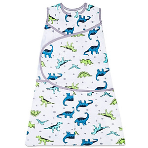 AugTwig Baby Sleepsack Swaddle 3-Way Adjustable Wearable Blanket Boy and Girl,100% Cotton,6-12 Months(Green Dinosaur)