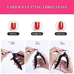 AIRSEE Nail Clippers for Acrylic Nails with Sizer and Catcher Adjustable Nail Tip Cutter with Length Measurement Dial Artificial Fake Extension Trimmer Nail Art Salon Home Manicure Tool Black