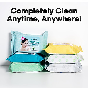 Epielle Argan Oil Makeup Remover Cleansing Wipes Tissue | Gentle for all Skin Types | Daily Facial Cleansing Towelettes | Removes Dirt, Oil, Makeup (Pack of 6)