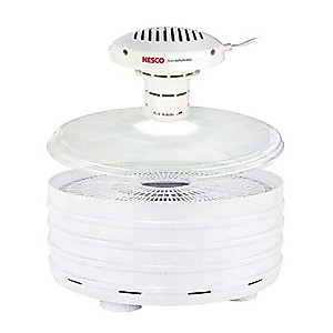 NESCO FD-37 Food Dehydrator, For Snacks, Fruit, Beef Jerky,White/Clear, 4 Trays
