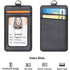 Leather Badge Holder and Adjustable Retractable Lanyards, Quick Release Buckle and Safety Breakaway Lanyards with Swivel Metal Clasp for Offices, Staff, Students, Employees