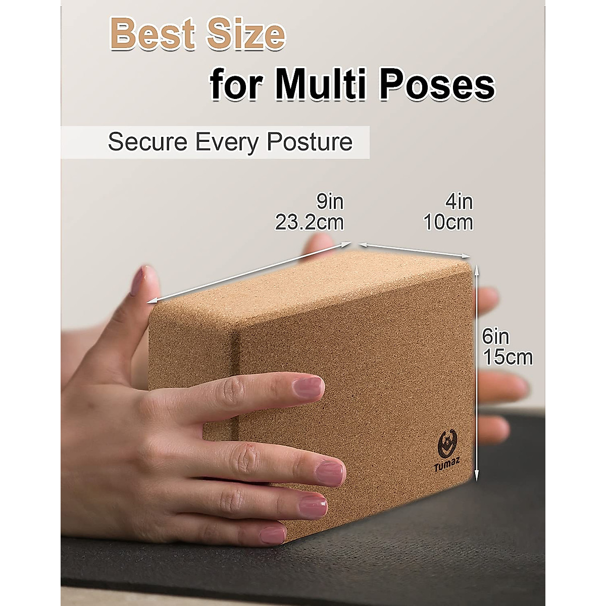 Tumaz Yoga Blocks 2 Pack with Strap Set, High Density/Lightweight EVA Foam Yoga Blocks or Non-Slip Solid Natural Cork Yoga Blocks Set & Premium Yoga Brick for All Yogi [E-Book Included]