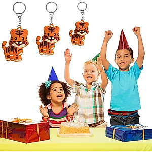 iMagitek 24 Pack Tiger Keychains Safari Animal Keychains for Tiger Themed Party Favors, Jungle Safari Party Favors, Kids Birthday Party Bag Fillers, School Carnival Rewards