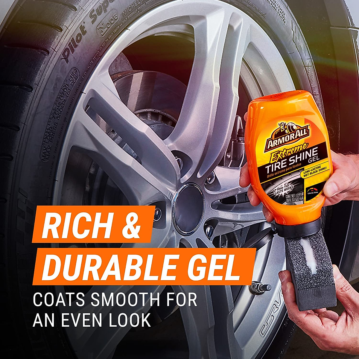 Extreme Tire Shine Gel by Armor All, Tire Shine for Restoring Color and Tire Protection, 18 Fl Oz