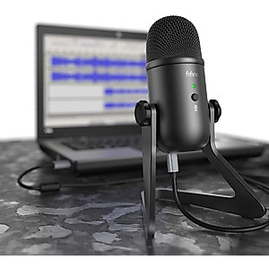 FIFINE USB Podcast Microphone for Recording Streaming, Condenser Computer Gaming Mic for PC Mac PS4. Headphone Output&Volume Control, Mic Gain Control, Mute Button for Vocal, YouTube. (K678)