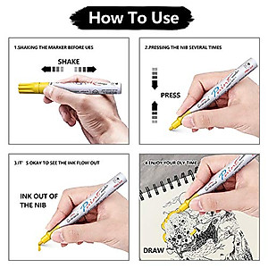 Black Paint Markers Pens - Single color 6 Pack Permanent Oil Based Paint Pen, Medium Tip, Quick Dry and Waterproof Marker for Rock, Wood, Fabric, Plastic, Canvas, Glass, Mugs, Canvas, Glass