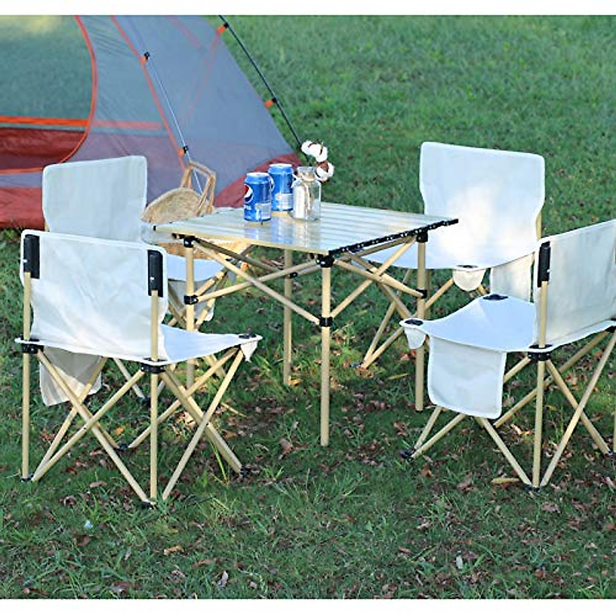 Outdoor Table and Chair Set Folding Table and Chair Set, Portable Barbecue Camping Chair, Outdoor Aluminum Alloy Folding Table and Chair Portable Table Set