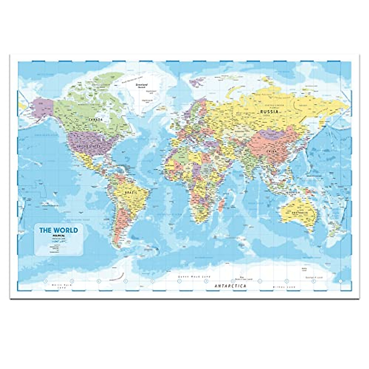 Hambli World Map For Wall – 37” x 26” Large Map of the World Poster - World Map Wall Art For Classroom, Kids & Travel